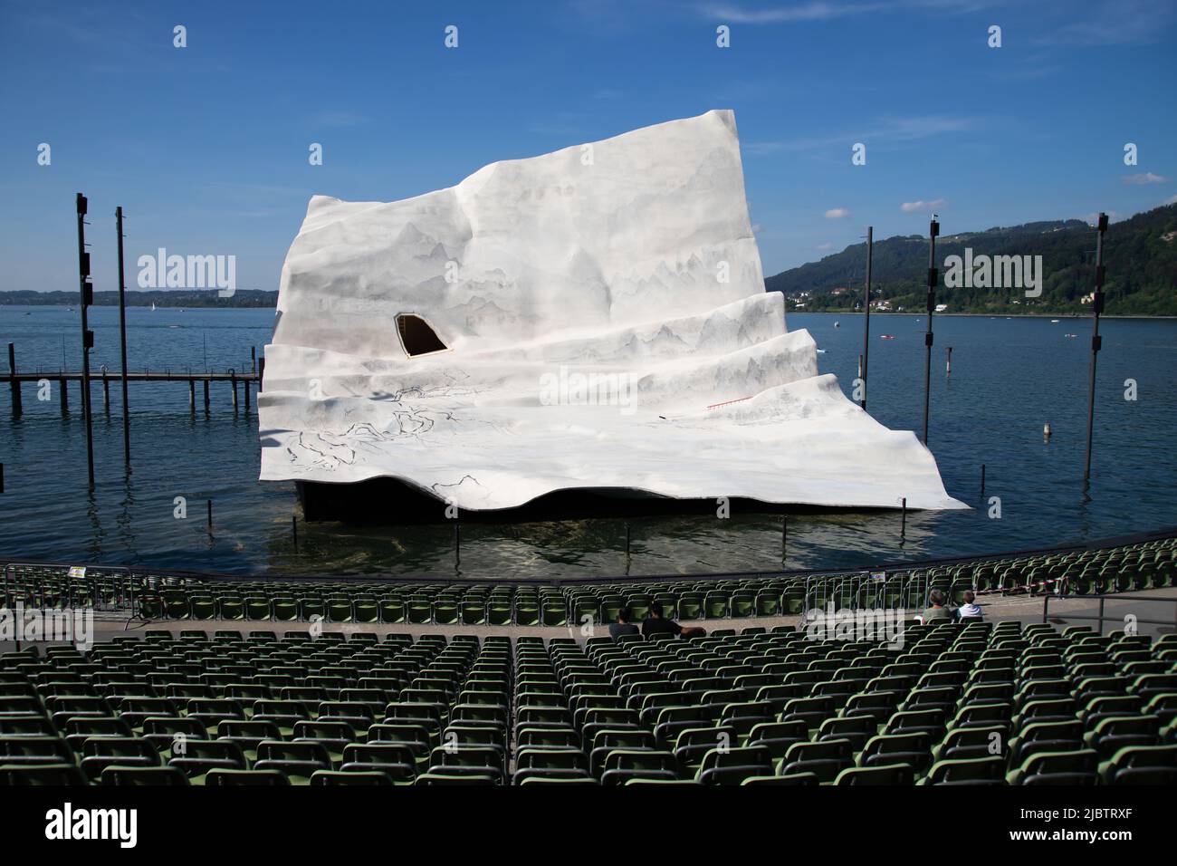 Floating stage of Bregenz with empty audience chairs Stock Photo - Alamy