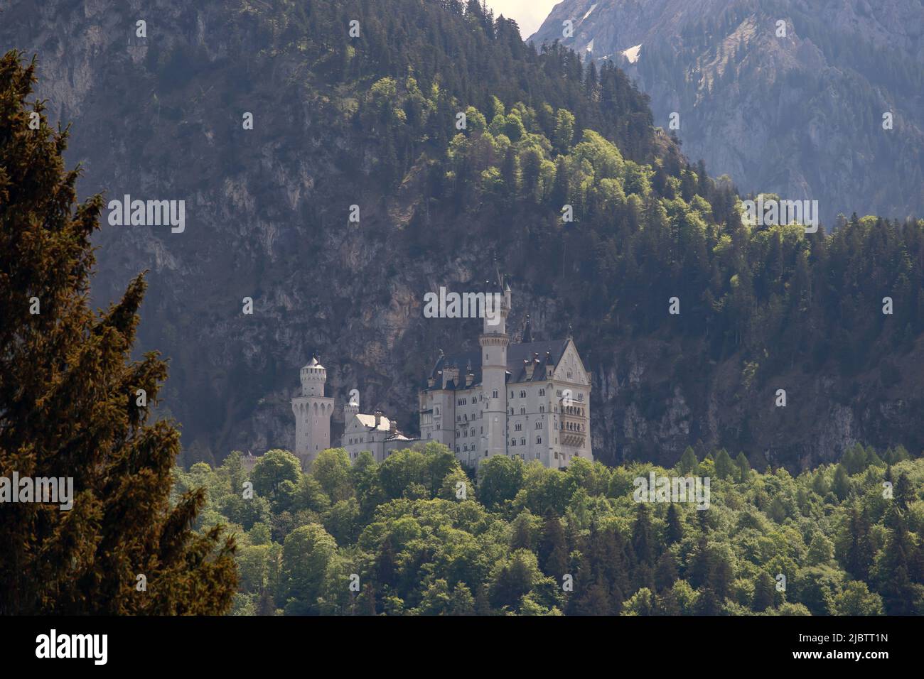 Picturesque spring landscape with the Neuschwanstein Castle, Germany ...