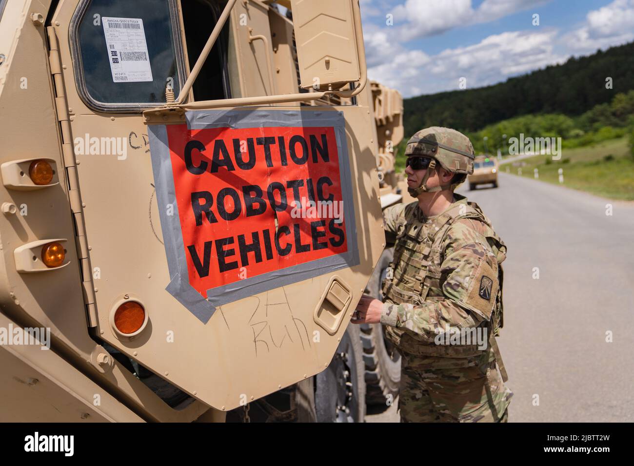 Hohenfels, Germany. 08th June, 2022. A soldier gets into an Autonomous ...