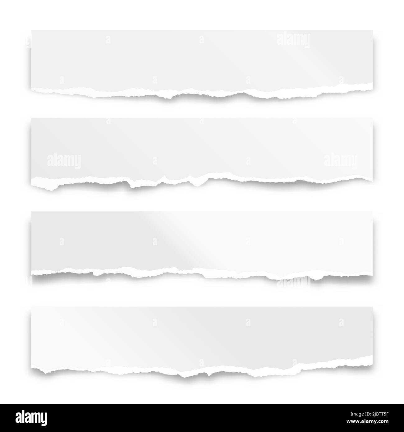 Ripped paper strips isolated on white background. Realistic crumpled ...