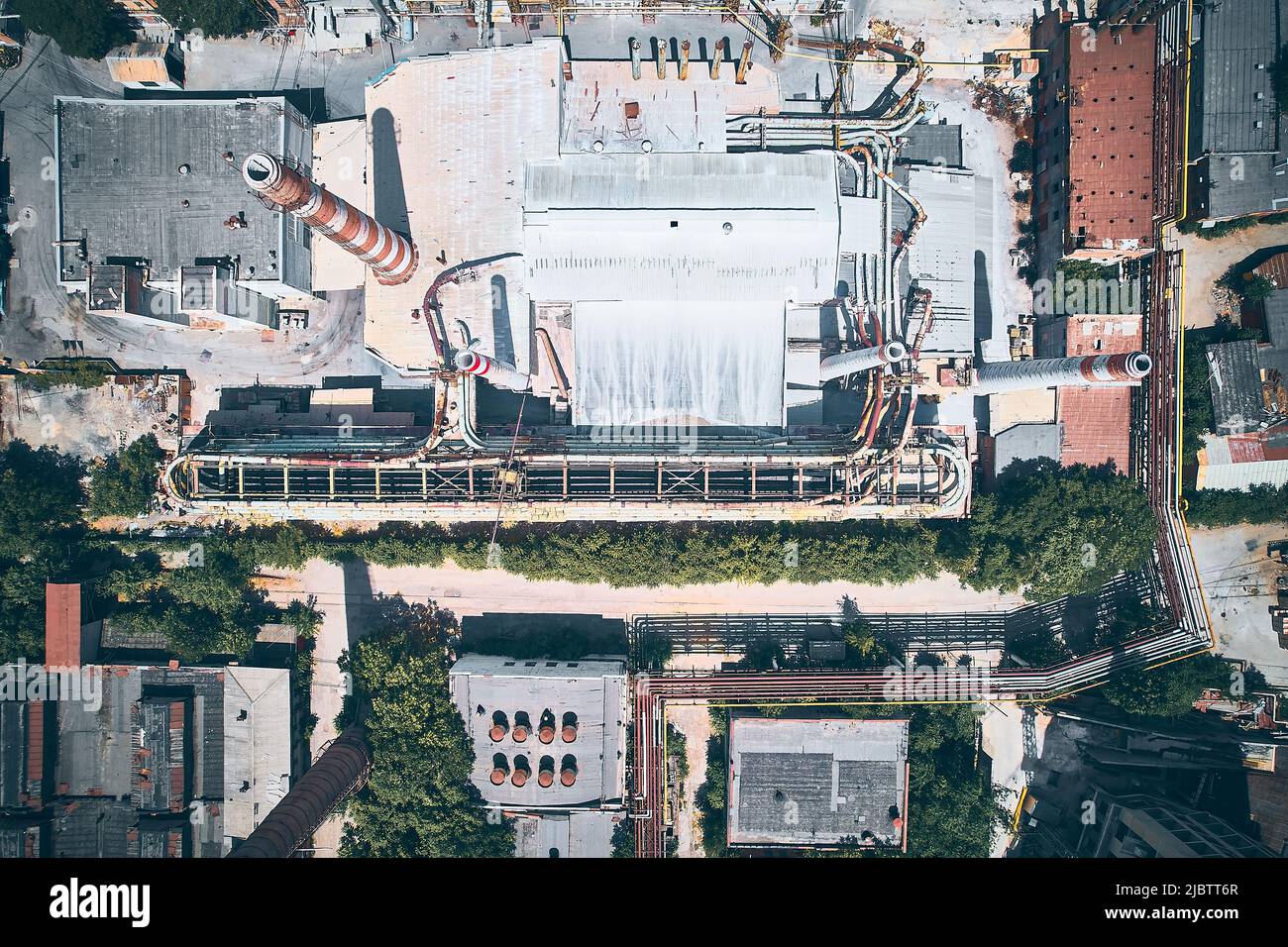 Aerial view of obsolete factory Stock Photo - Alamy