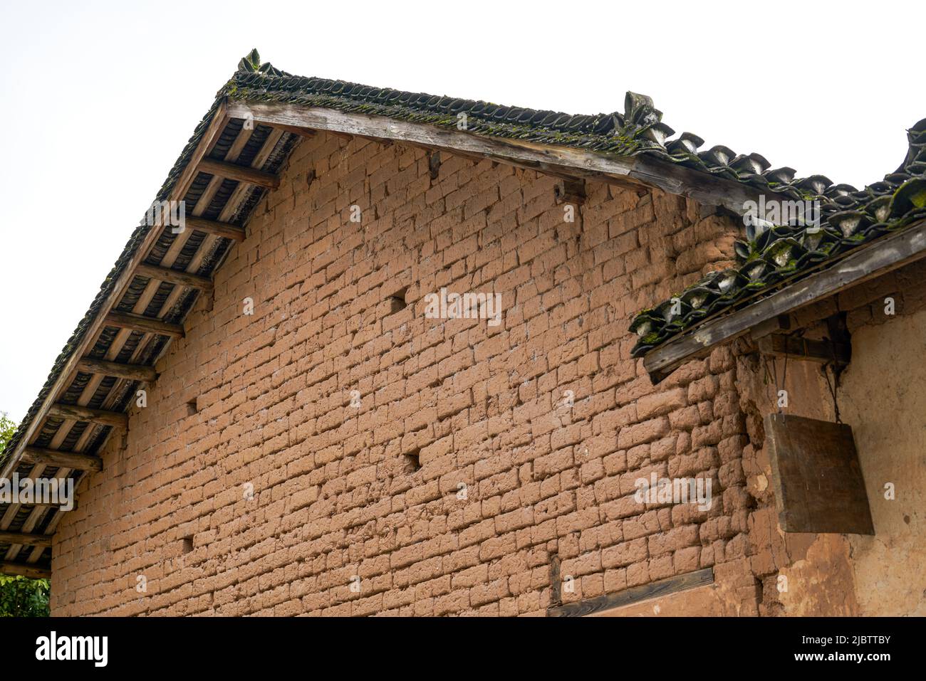 Close up of old mud brick house in rural China Stock Photo - Alamy