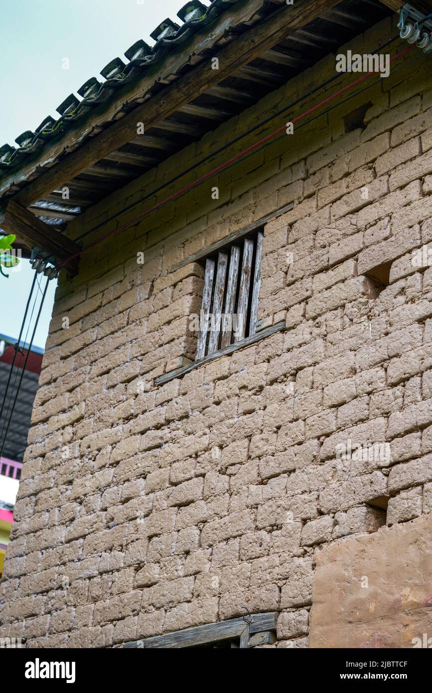 Close up of old mud brick house in rural China Stock Photo - Alamy
