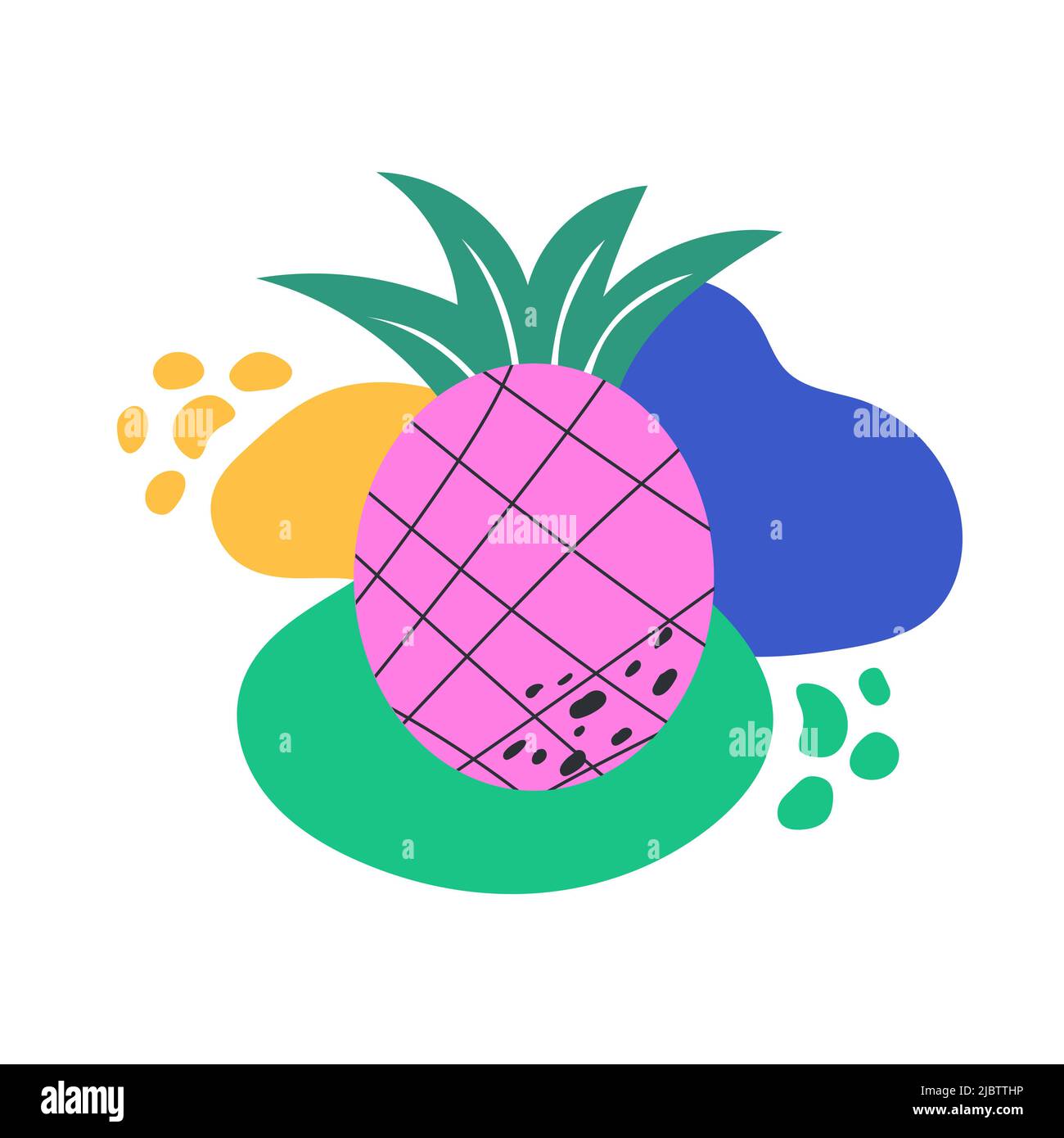 Modern vector pink pineapple illustration. Pineapple icon on white ...