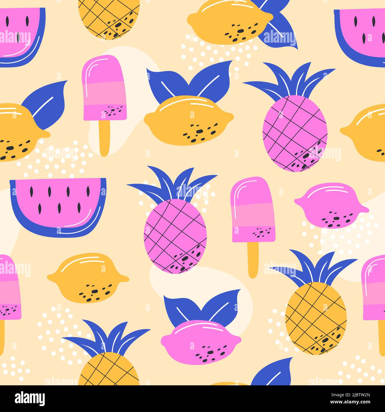 Multicoloured summer fruits seamless pattern for wallpaper, wrapping ...