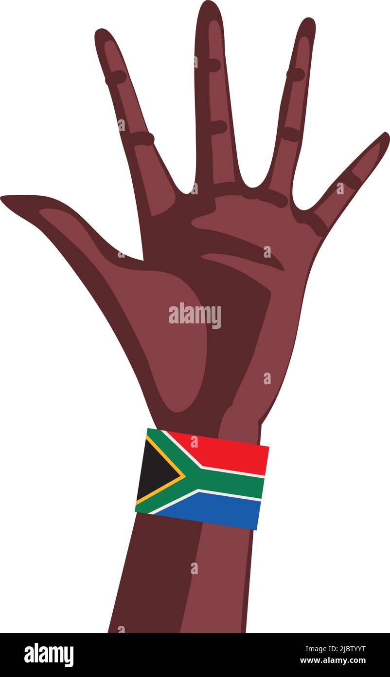 black hand with south africa flag Stock Vector Image & Art - Alamy