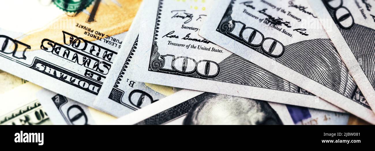 American paper dollar bills background. Hundred dollar banknotes ...