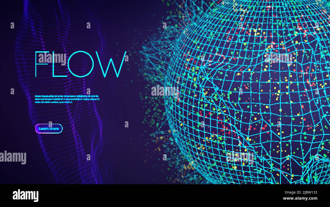 Abstract Data science concept. Explosion sound wave sphere background ...