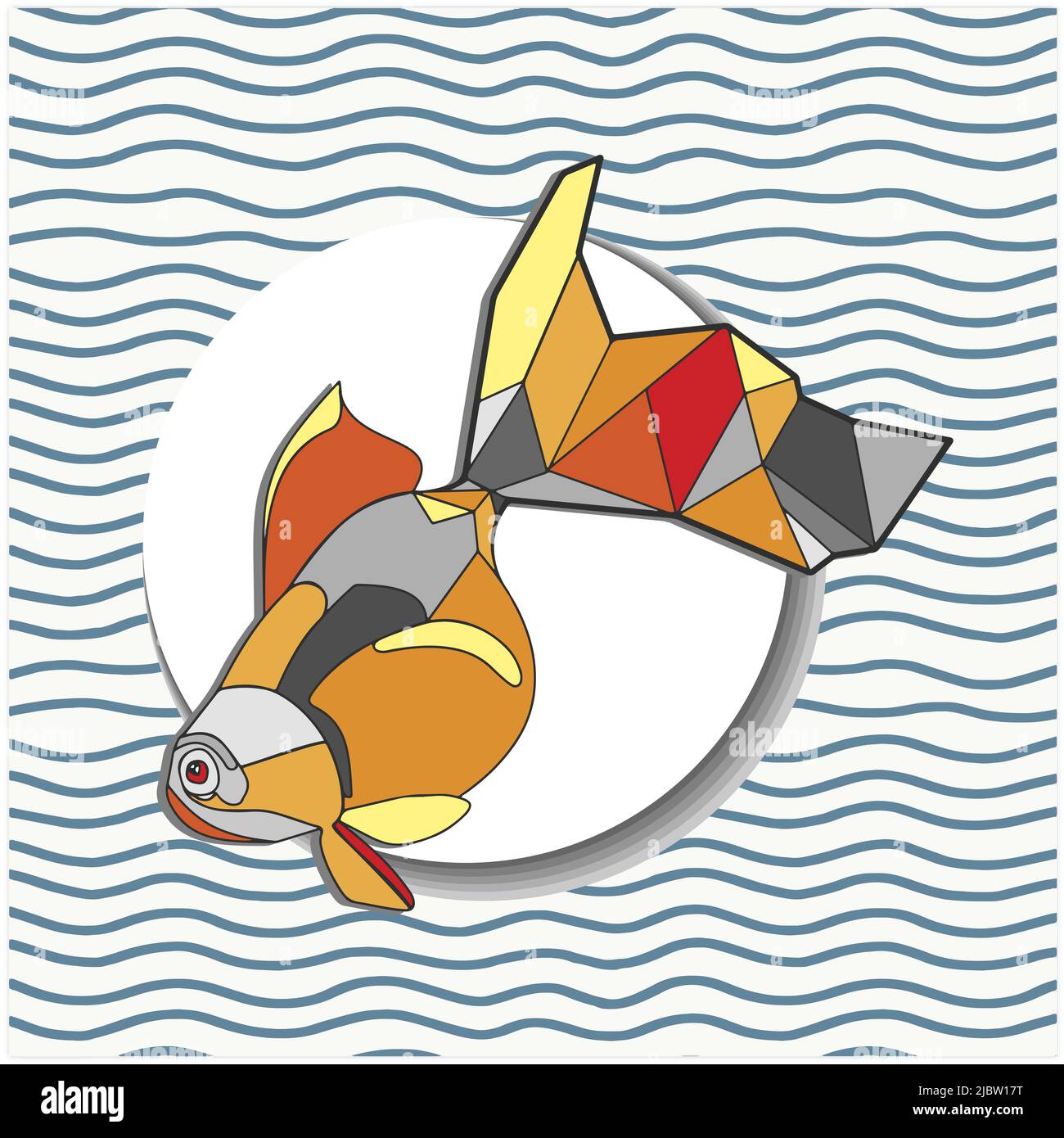 Fish from triangles, goldfish, graphic, triangular vector illustration ...