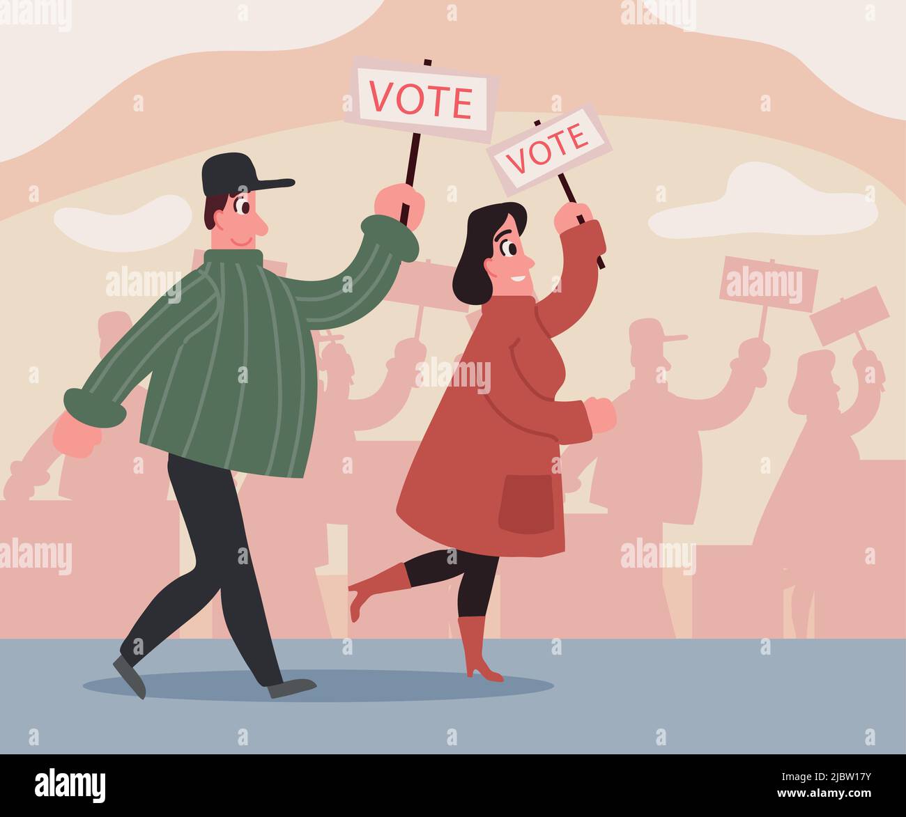 Democracy crowd people placards vector hi-res stock photography and ...