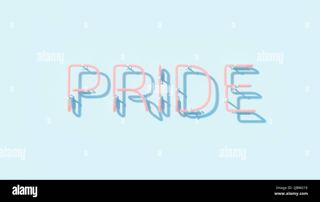 Pride Pink Neon Letters on Bright Pastel Blue LGBT Summer Happiness ...