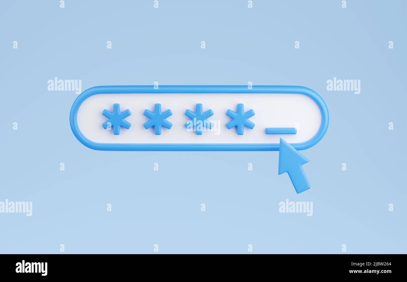 Locked Password Field With Cursor 3d Render Input Box With Asterisks For Passcode Or Pin Stock