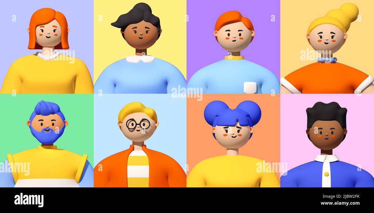 International, gender and age diversity - realistic colorful 3d ...