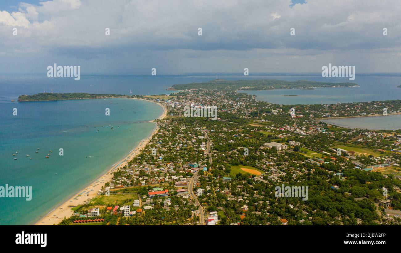 Aerial view of Trincomalee Town, coastal resort city. Panoramic Top ...