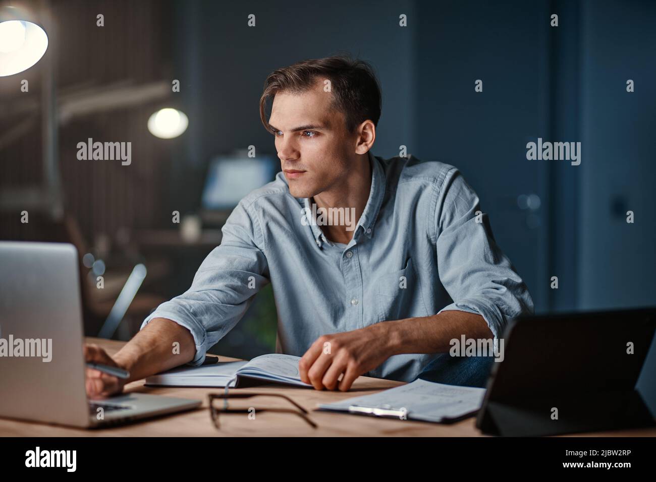 Portrait late manager thinking on hi-res stock photography and images ...