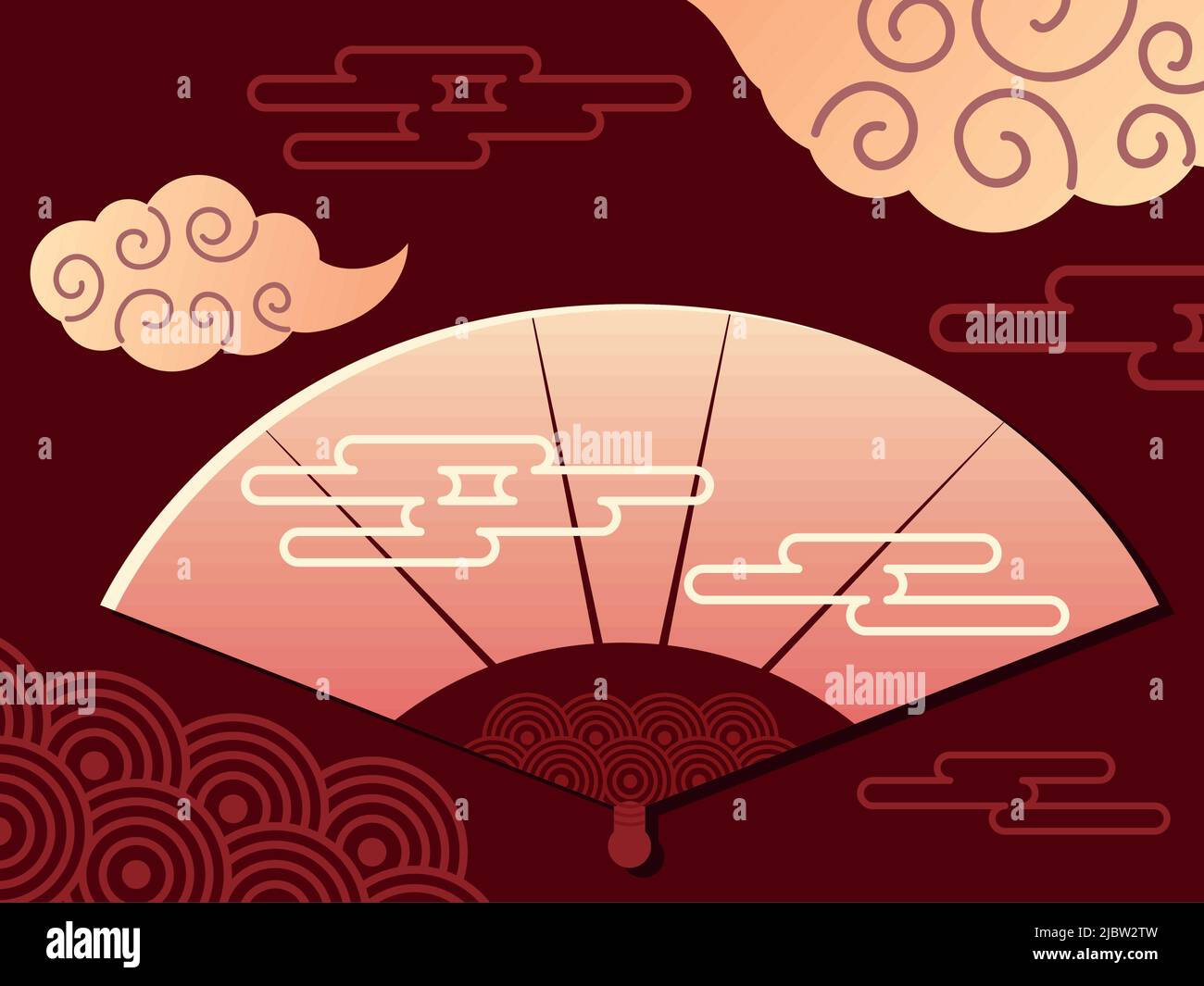 chinese fan and clouds Stock Vector Image & Art - Alamy