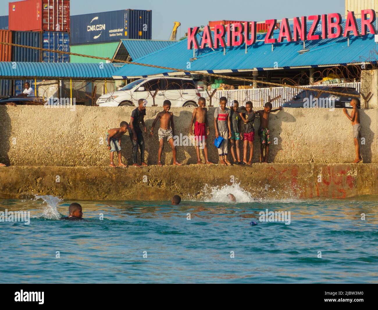 Stone Town, Zanzibar - Jan, 2021: View of the port in Zanzibar with ...