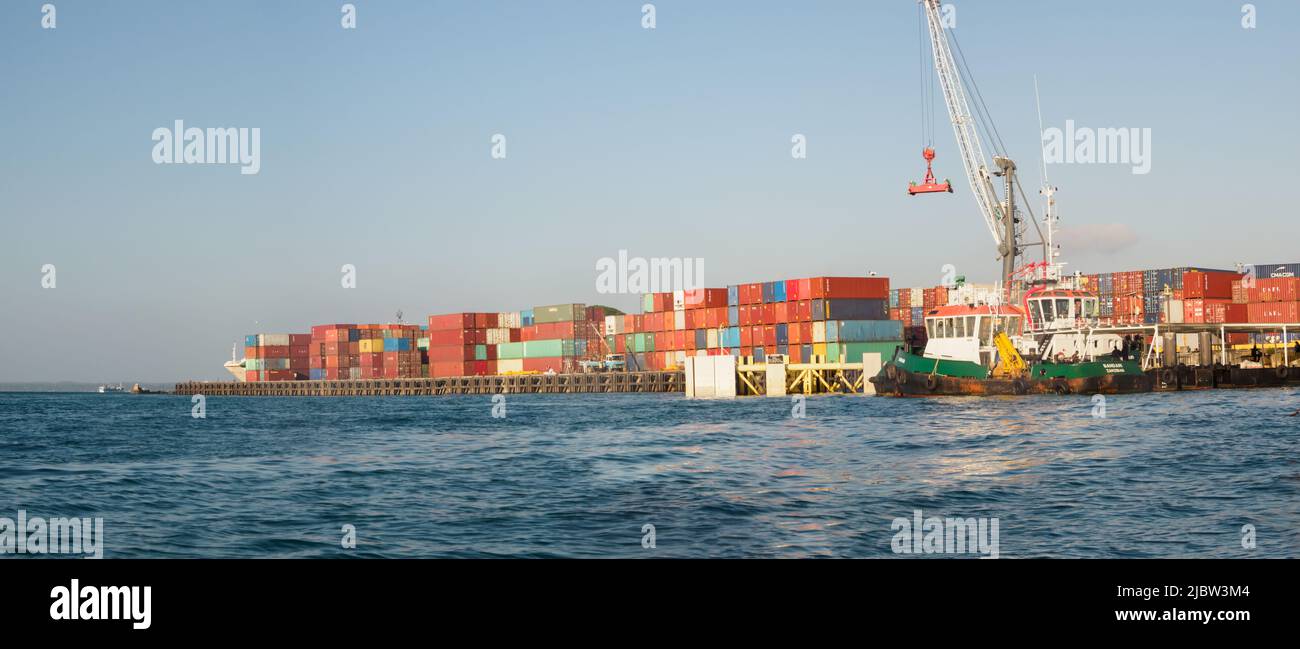 Stone Town, Zanzibar - Jan, 2021: Panoramic view of the port of ...