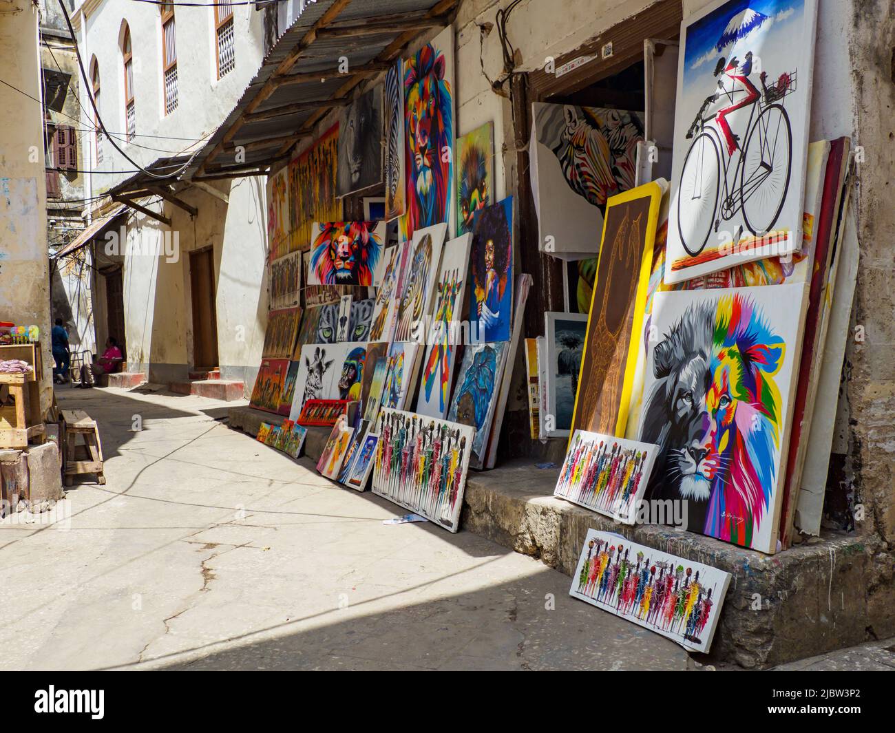 Stone Town, Zanzibar - Feb. 2021: Narrow streets of town also known as ...