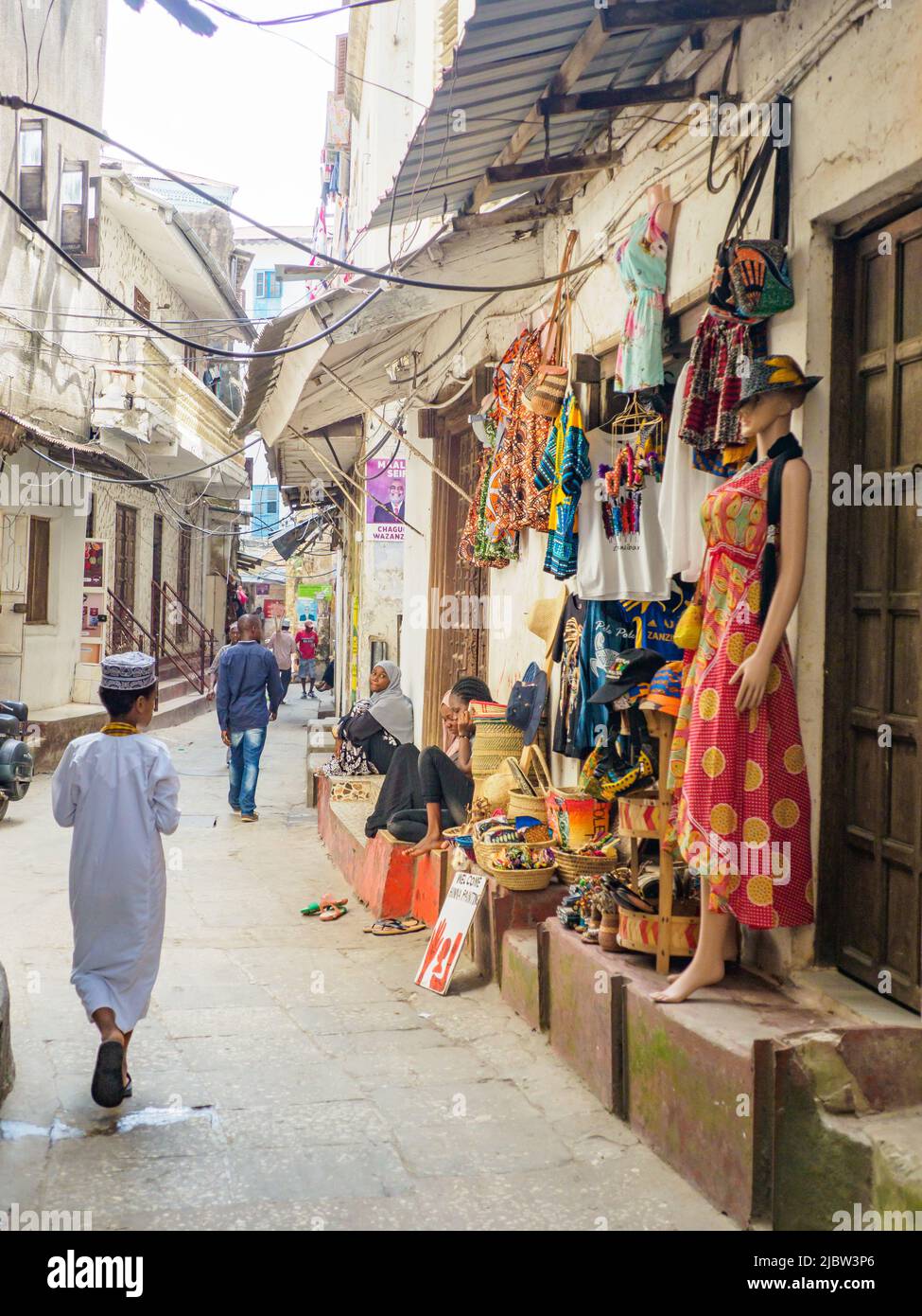 Stone Town, Zanzibar - Feb. 2021: Narrow streets of town also known as ...