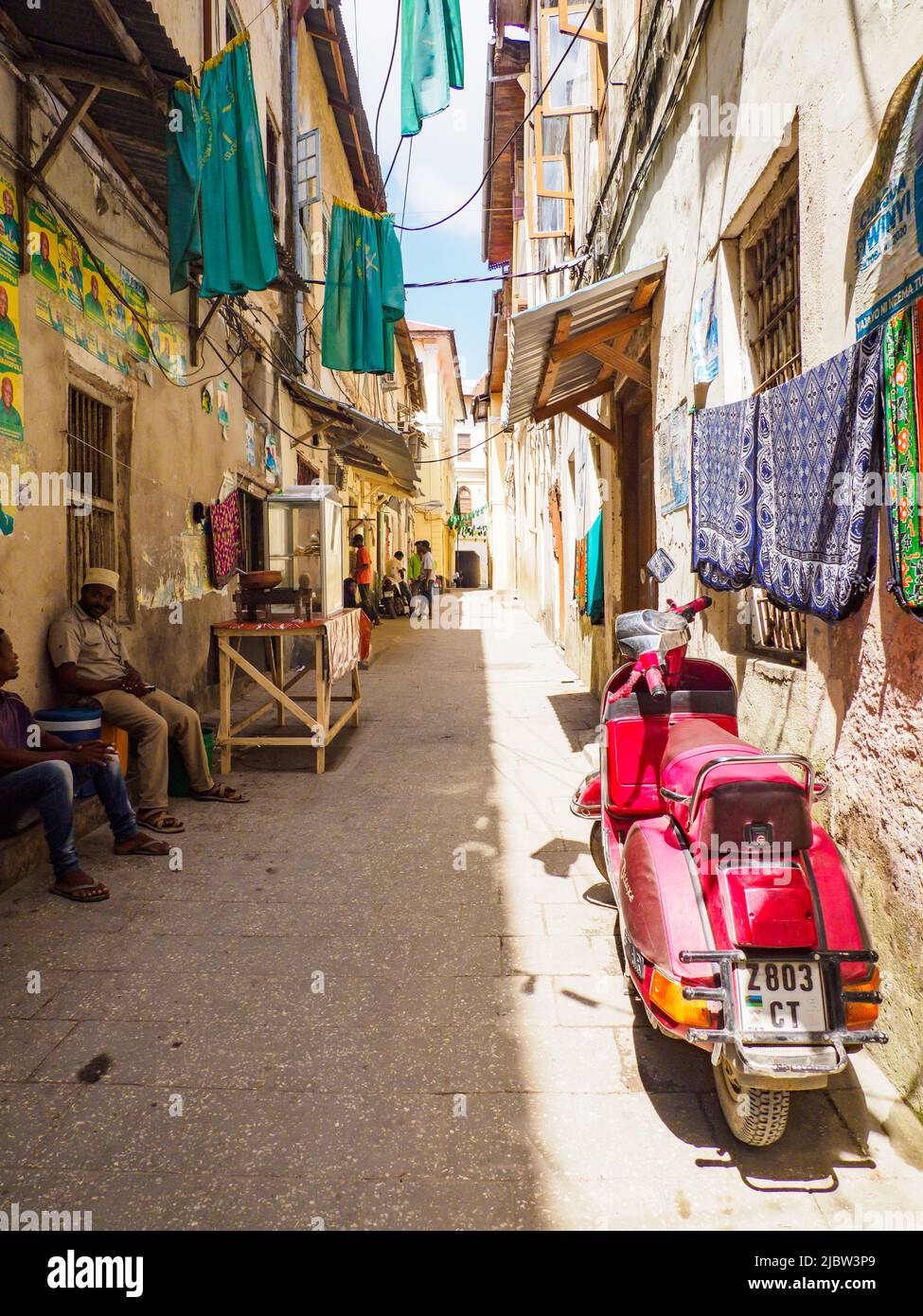 Stone Town, Zanzibar - Feb. 2021: Narrow streets of town also known as ...