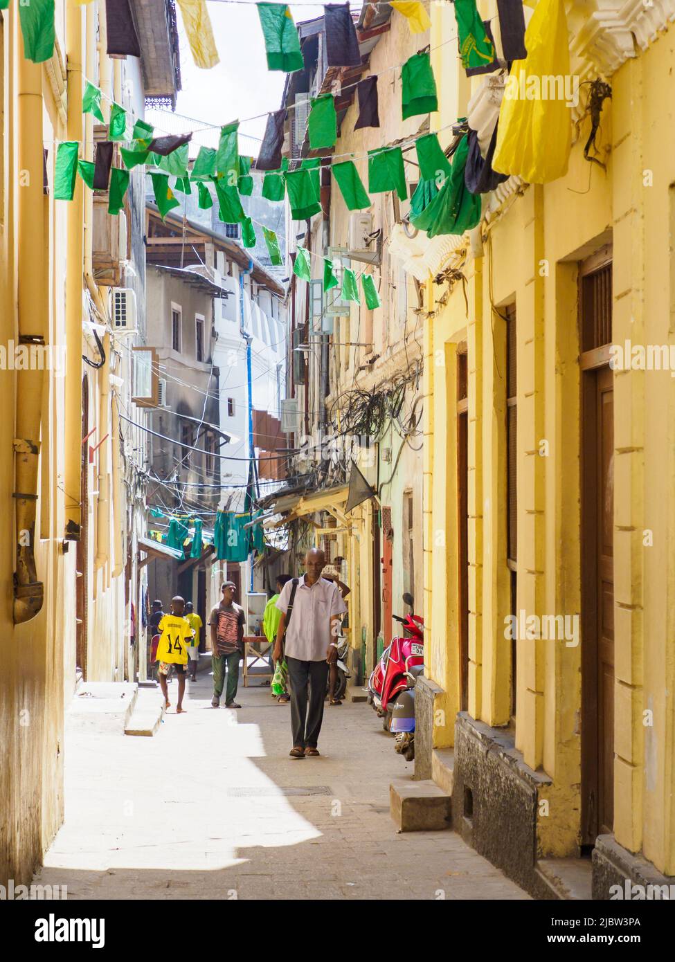 Stone Town, Zanzibar - Feb. 2021: Narrow streets of town also known as ...