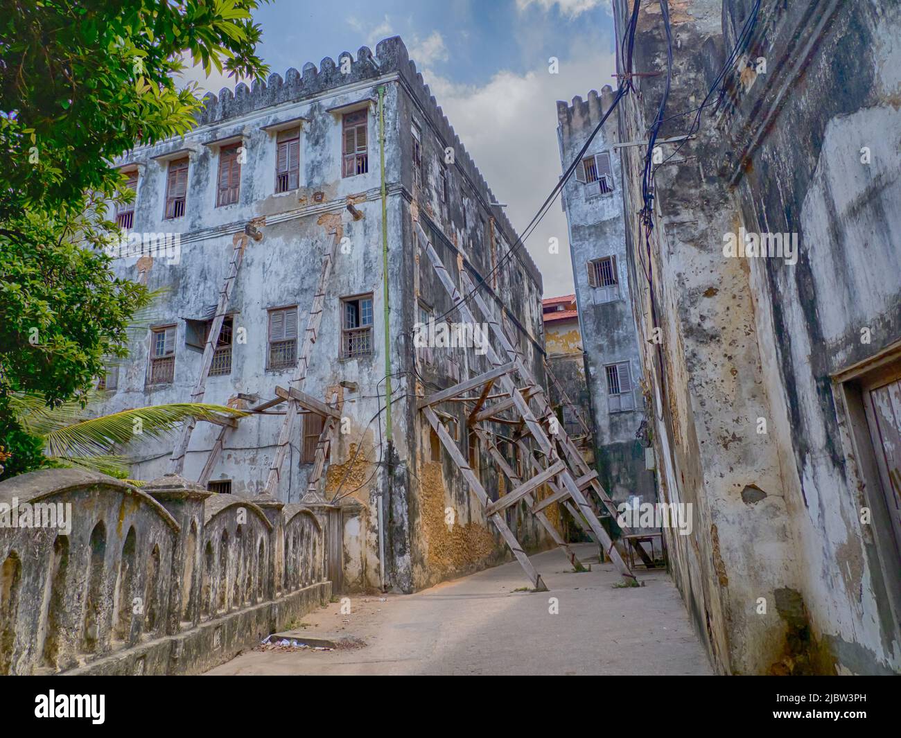 Stone Town, Zanzibar - Feb. 2021: Narrow streets of town also known as ...