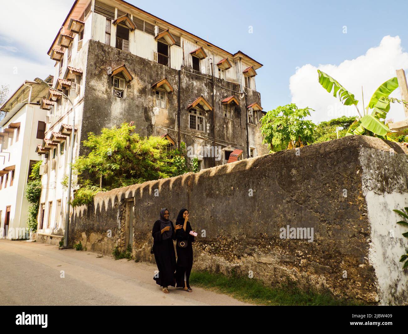 Stone Town, Zanzibar - February 2021: Dilapidated historic building in ...