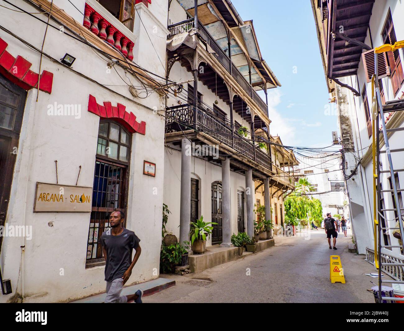Stone Town, Zanzibar - Feb. 2021: Streets of town also known as Mji ...