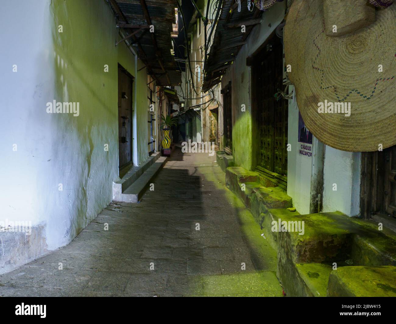 Stone Town, Zanzibar - Feb. 2021: Narrow streets of town also known as ...