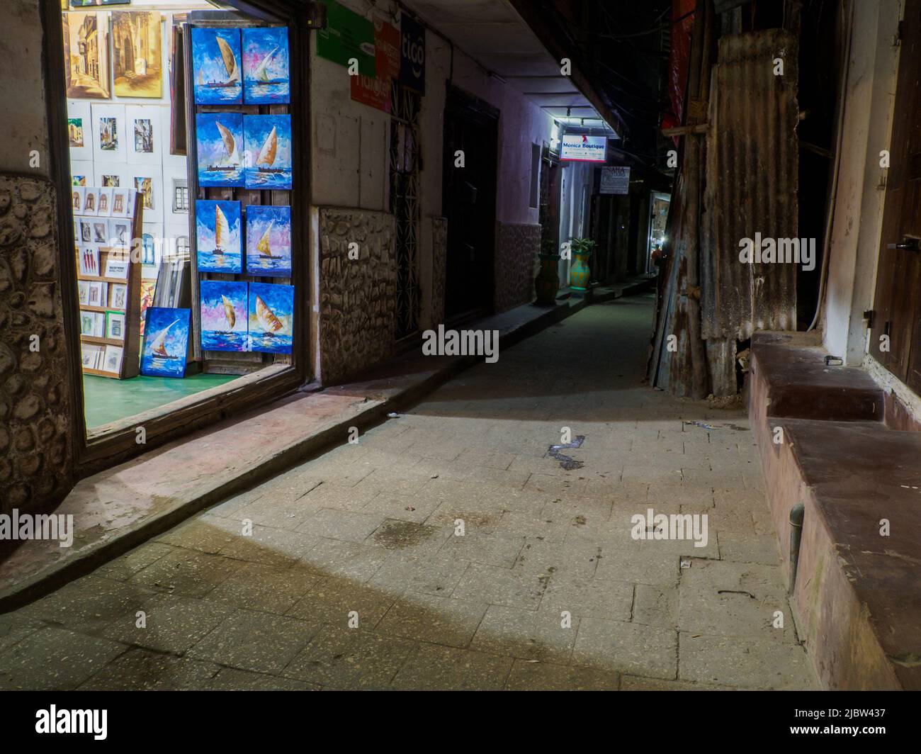 Stone Town, Zanzibar - Feb. 2021: Narrow streets of town also known as ...