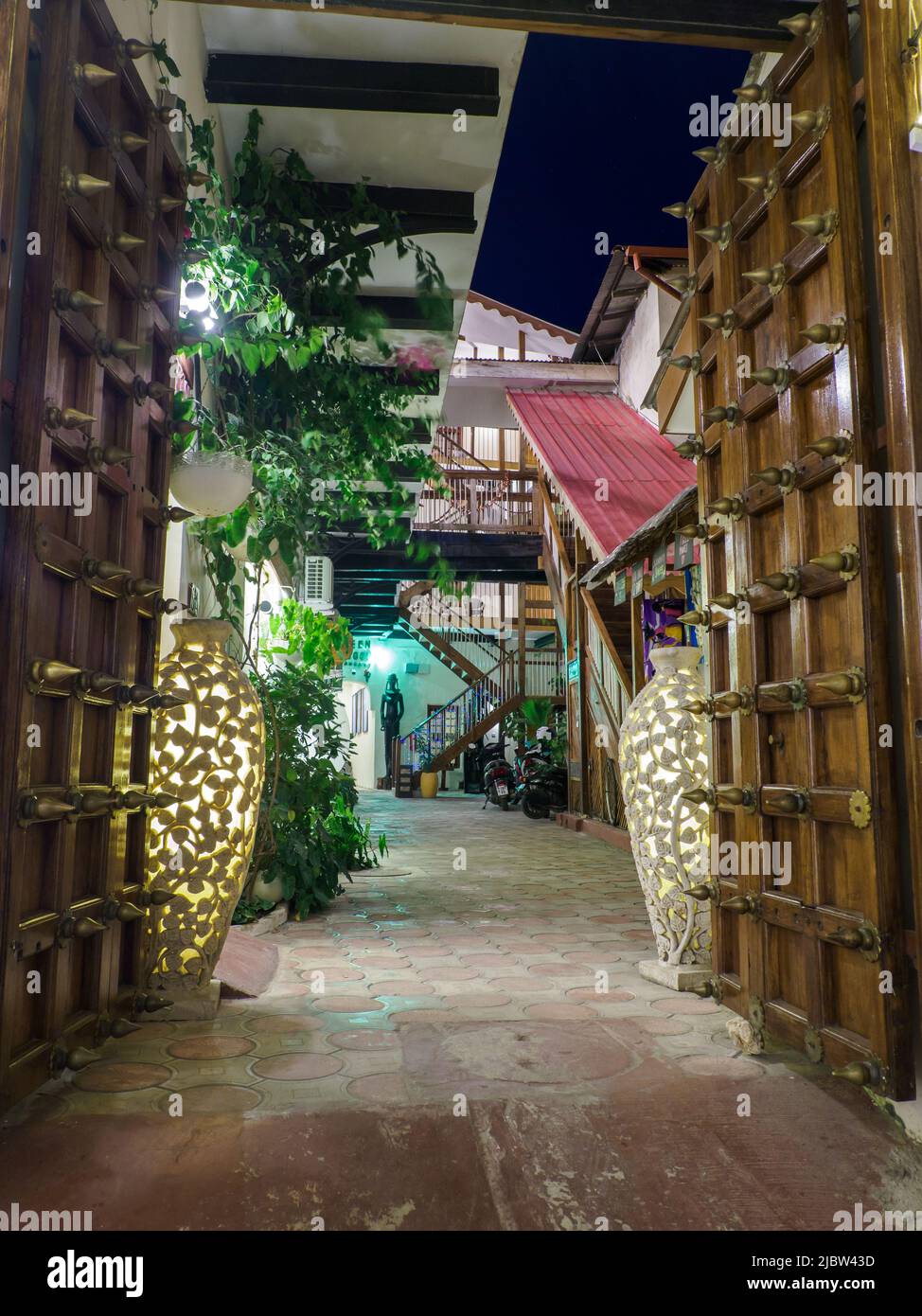 Stone Town, Zanzibar - Feb. 2021: Narrow streets of town also known as ...