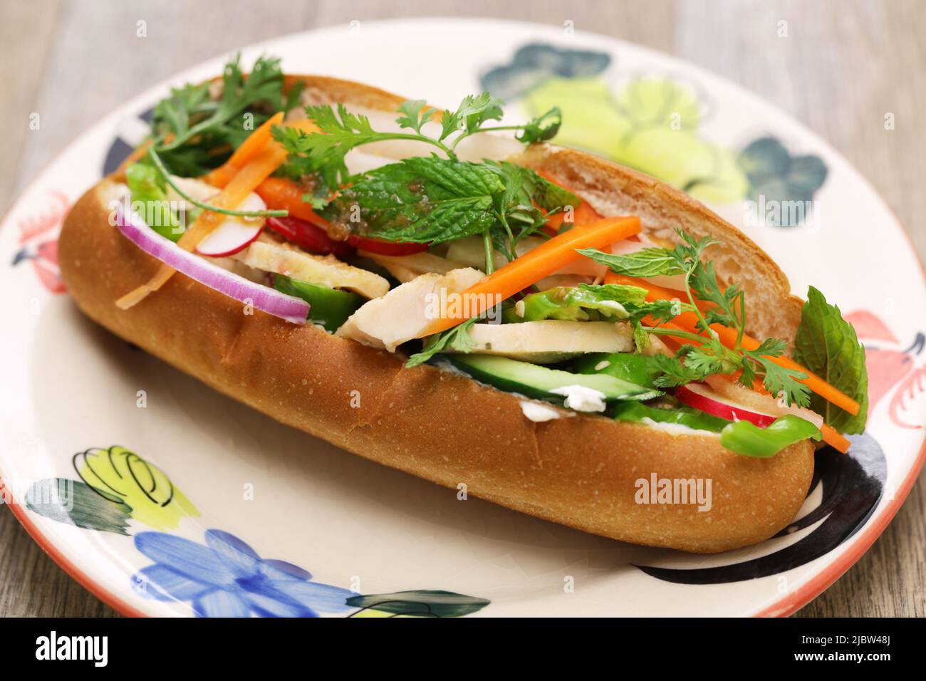 banh mi kep thit ga, a Vietnamese chicken ham sandwich Stock Photo - Alamy