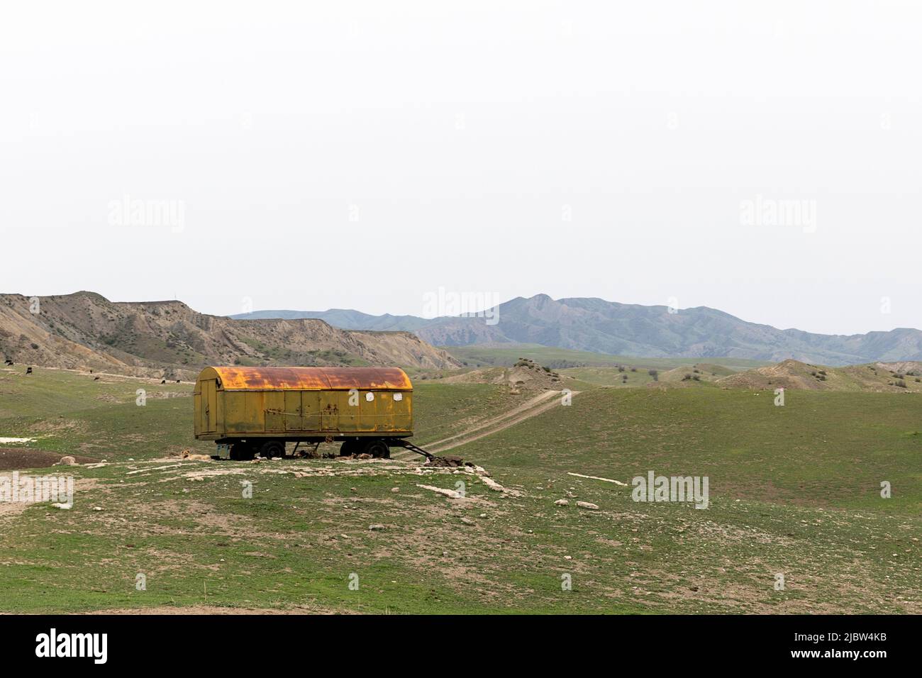 Abandoned Russian train car from Soviet era parked in countryside near ...