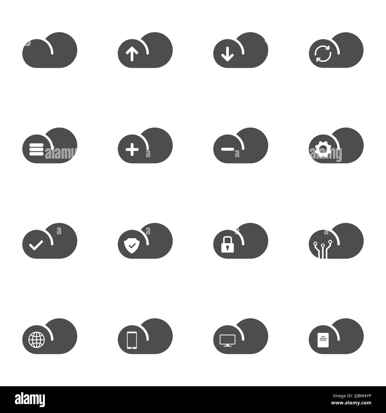 Cloud computing icon set isolated on white background Stock Vector ...