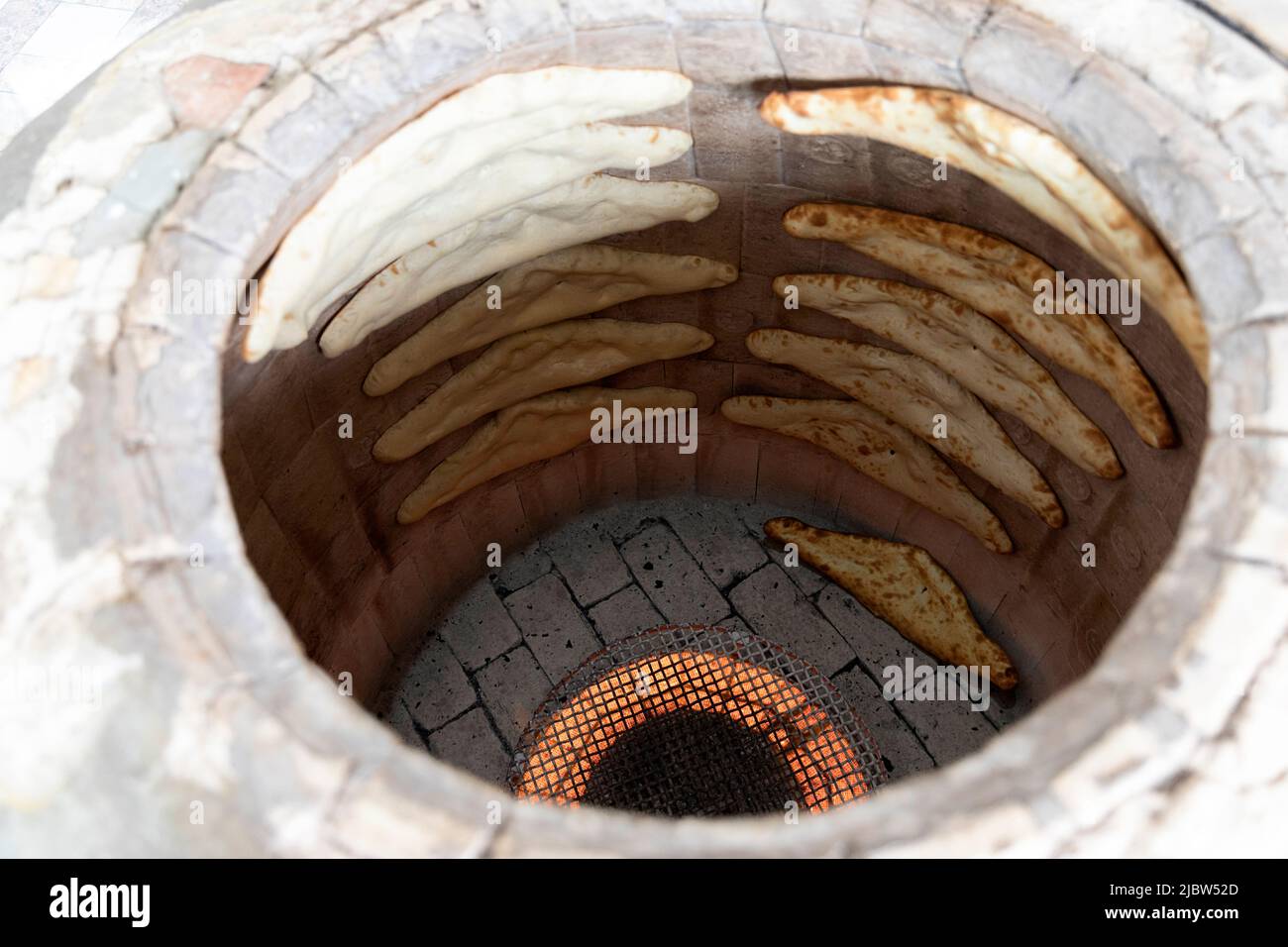 oven bread making in a bakery in Dedoplistskaro, Kakheti region Georgia ...