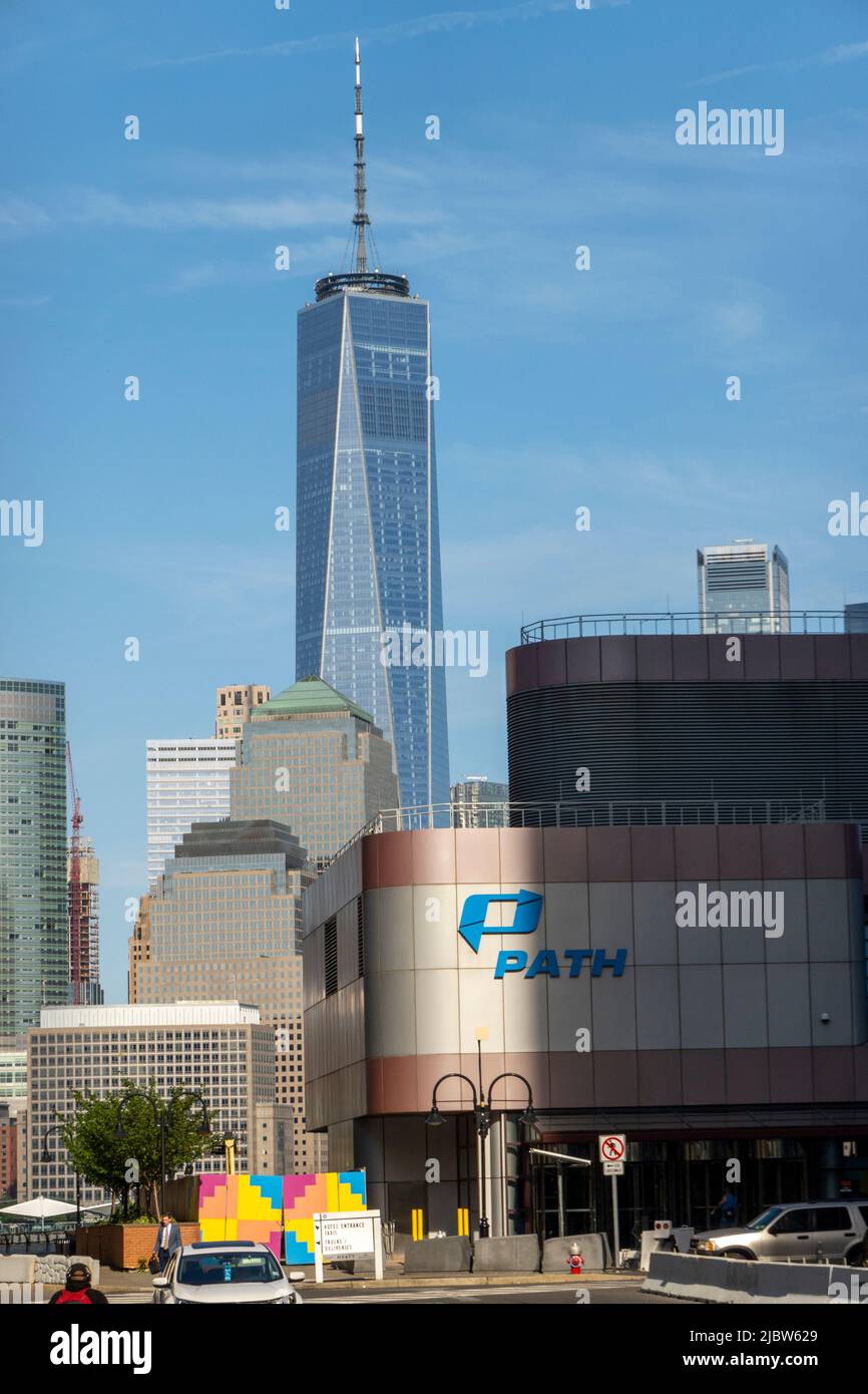 Path train station at Exchange place in Jersey City in New Jersey with ...