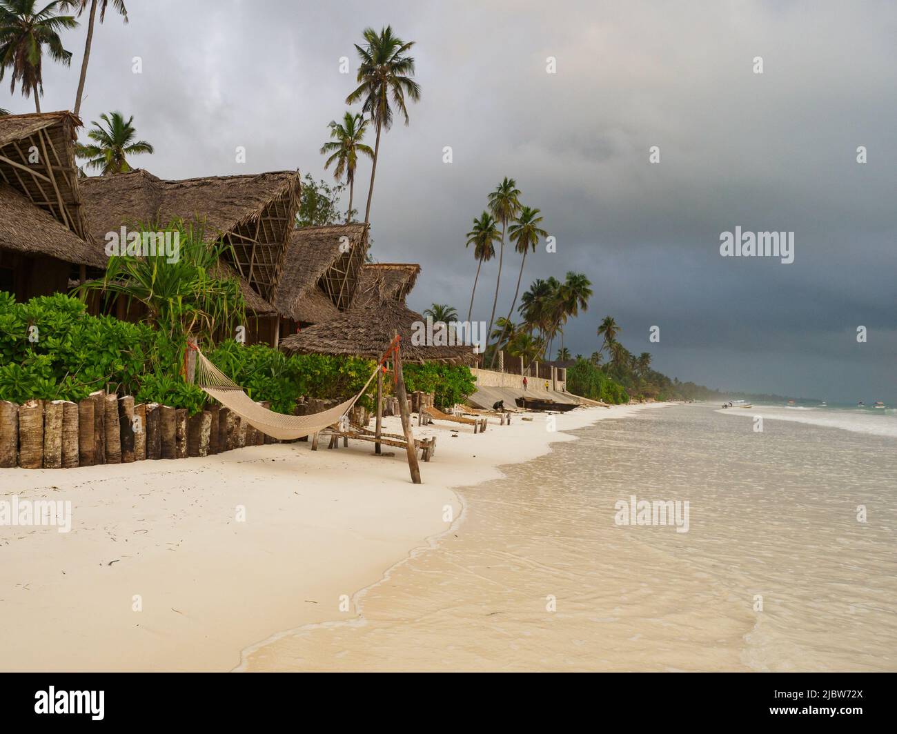 Matemwe, Zanzibar, Tanzania -January, 2021: Wooden huts of a boutique ...