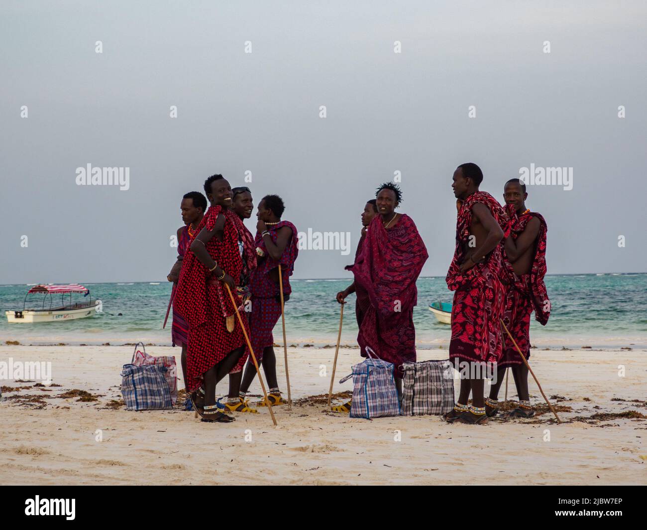 Zanzibar, Tanzania - January 2021: Group of African Maasai warriors in ...