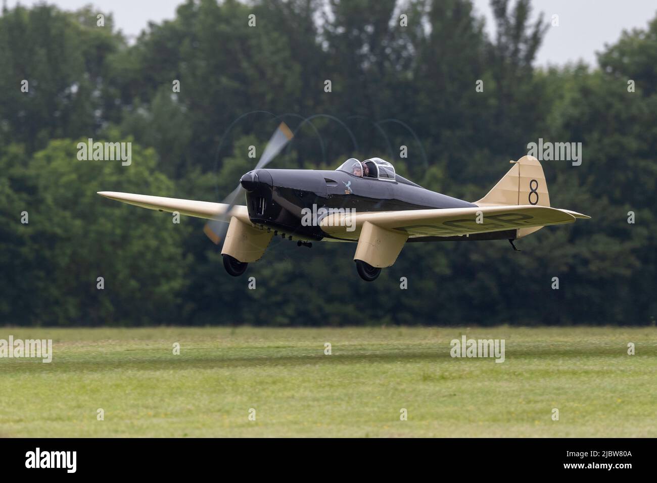 1935 Miles Hawk Speed Six airborne at the Shuttleworth Jubilee Airshow ...