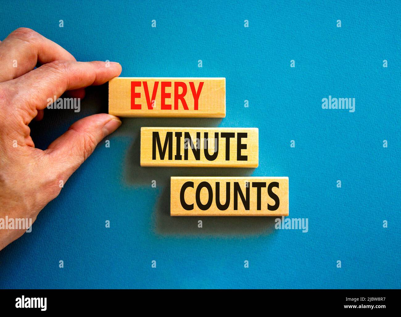 Every minute counts symbol. Concept words Every minute counts on wooden ...