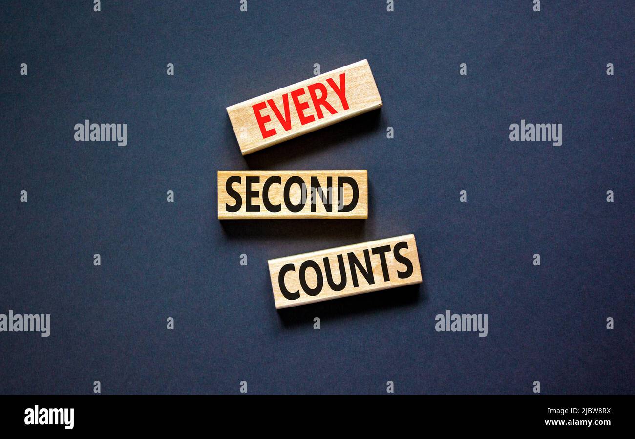 Every second counts symbol. Concept words Every second counts on wooden ...