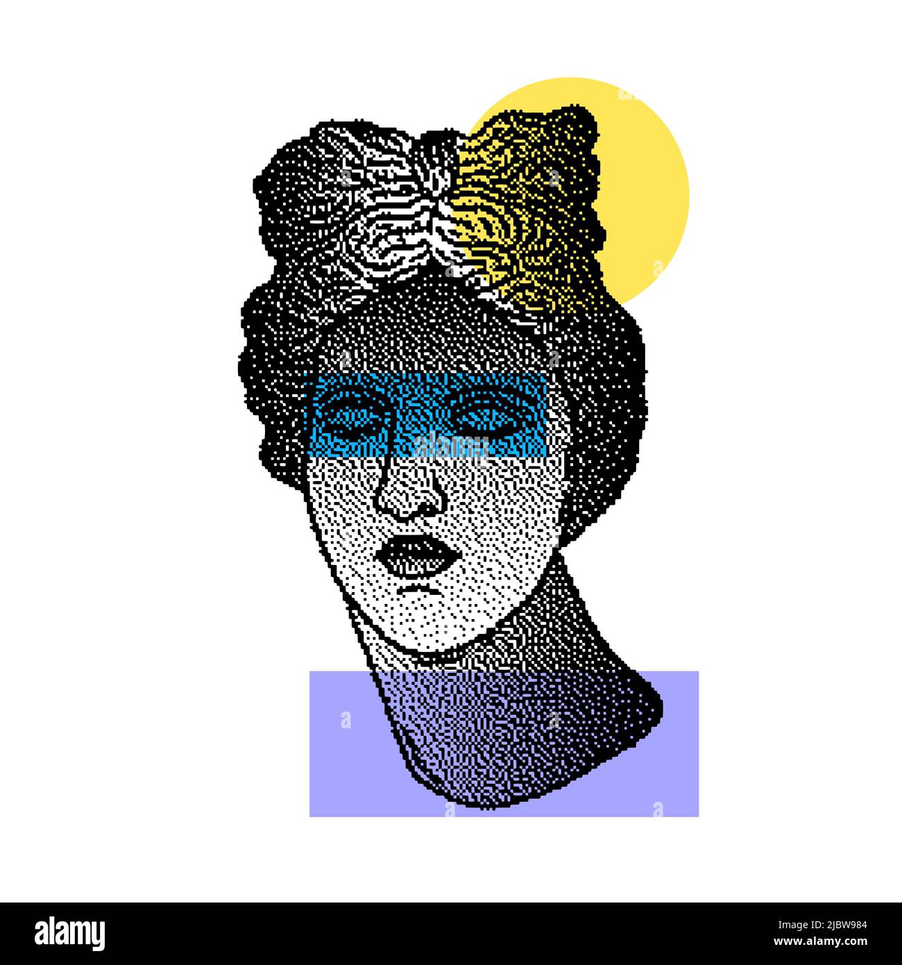 Collage with Greek God Apollo and geometric shapes Stock Vector Image ...