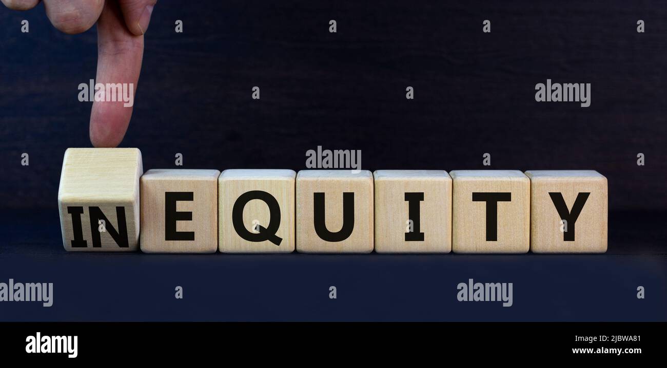 Inequity or equity symbol. Turned wooden cubes and changed the concept ...