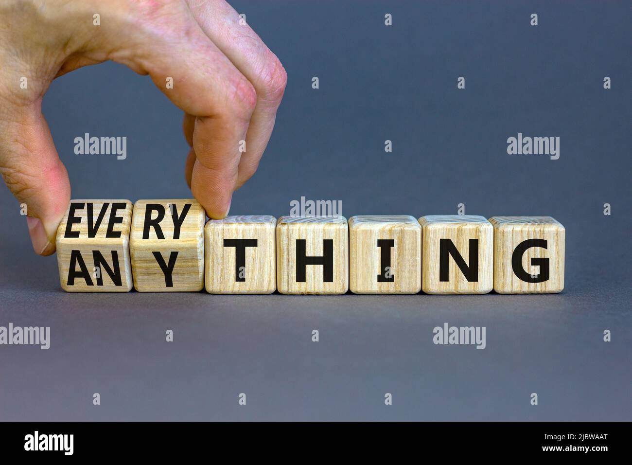 Anything or everything symbol. Businessman turns cubes and changes the ...