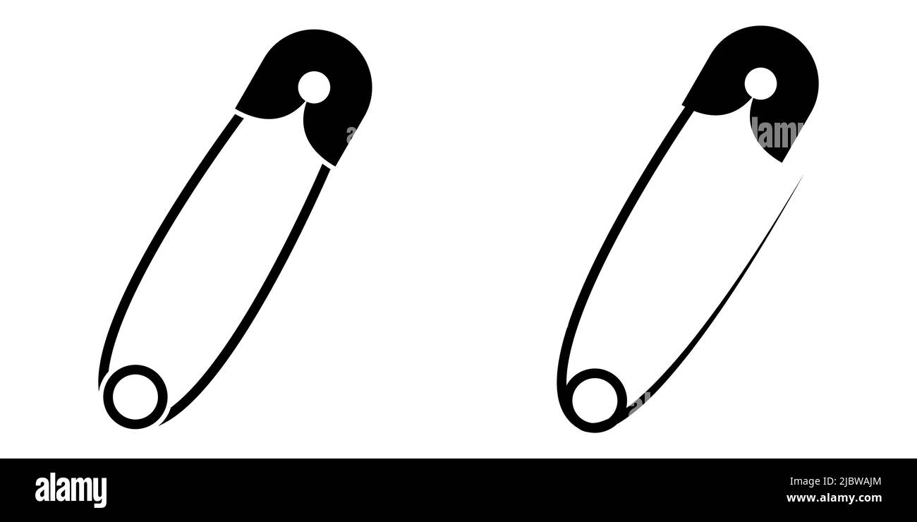 Open and closed black safety pin. Vector illustration Stock Vector ...