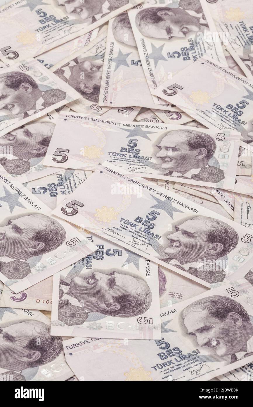 Background with Turkish Lira banknotes Stock Photo - Alamy