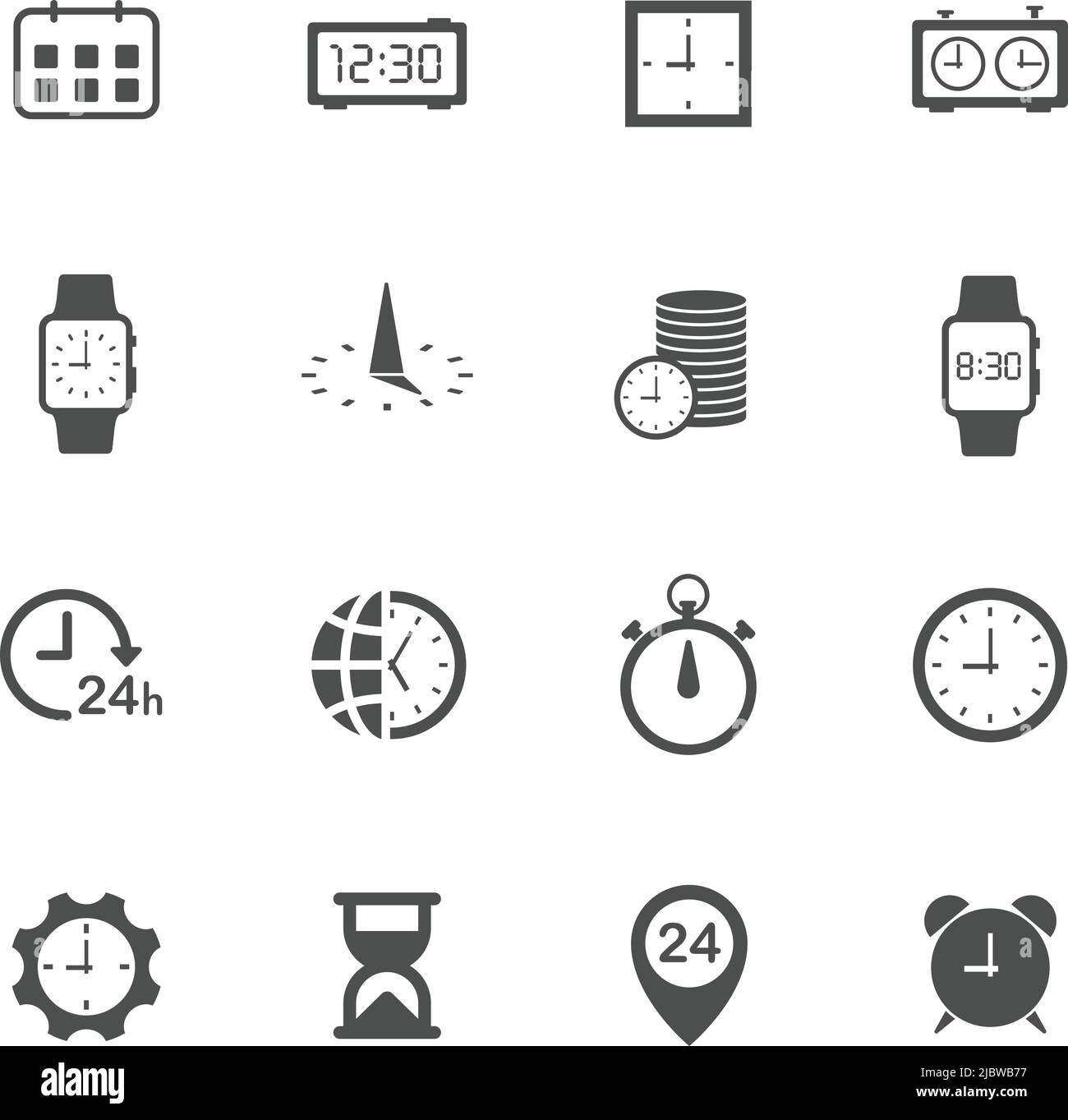 time clock flat icon set for web and ui design Stock Vector Image & Art ...