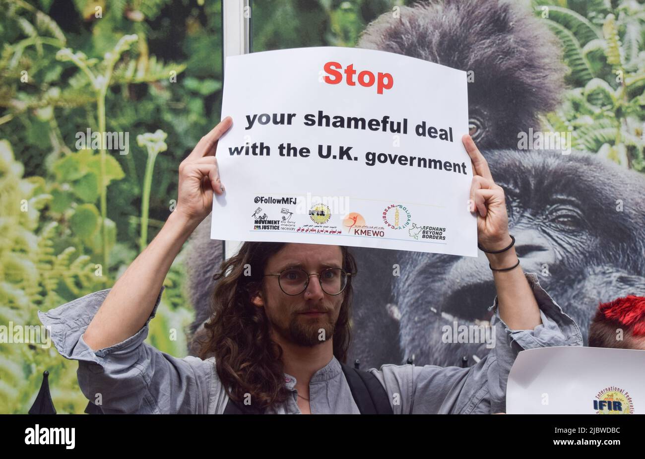 London, UK. 8th June 2022. Demonstrators gathered outside the High ...