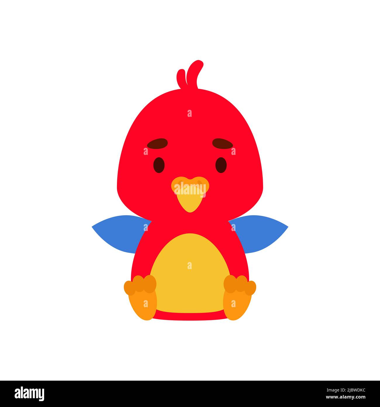 Cute little sitting parrot. Cartoon animal character design for kids t ...